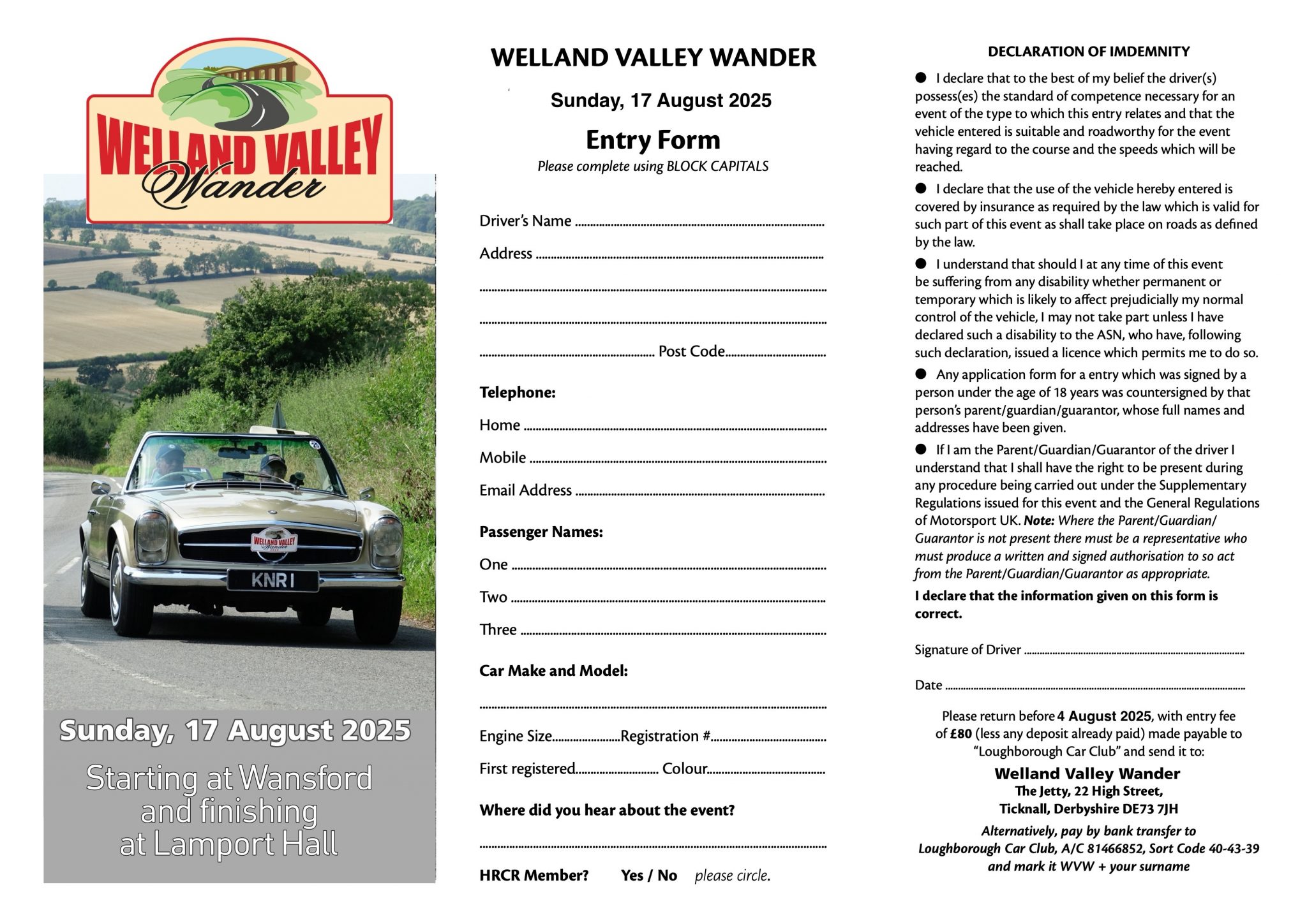 2025 Entry Form | Welland Valley Wander