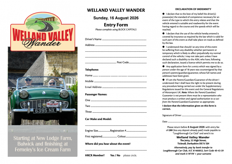 2026 Entry Form | Welland Valley Wander